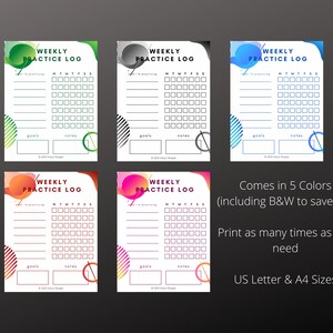 Weekly Practice Log | Printable Music Practice Sheet | Music Teacher ...