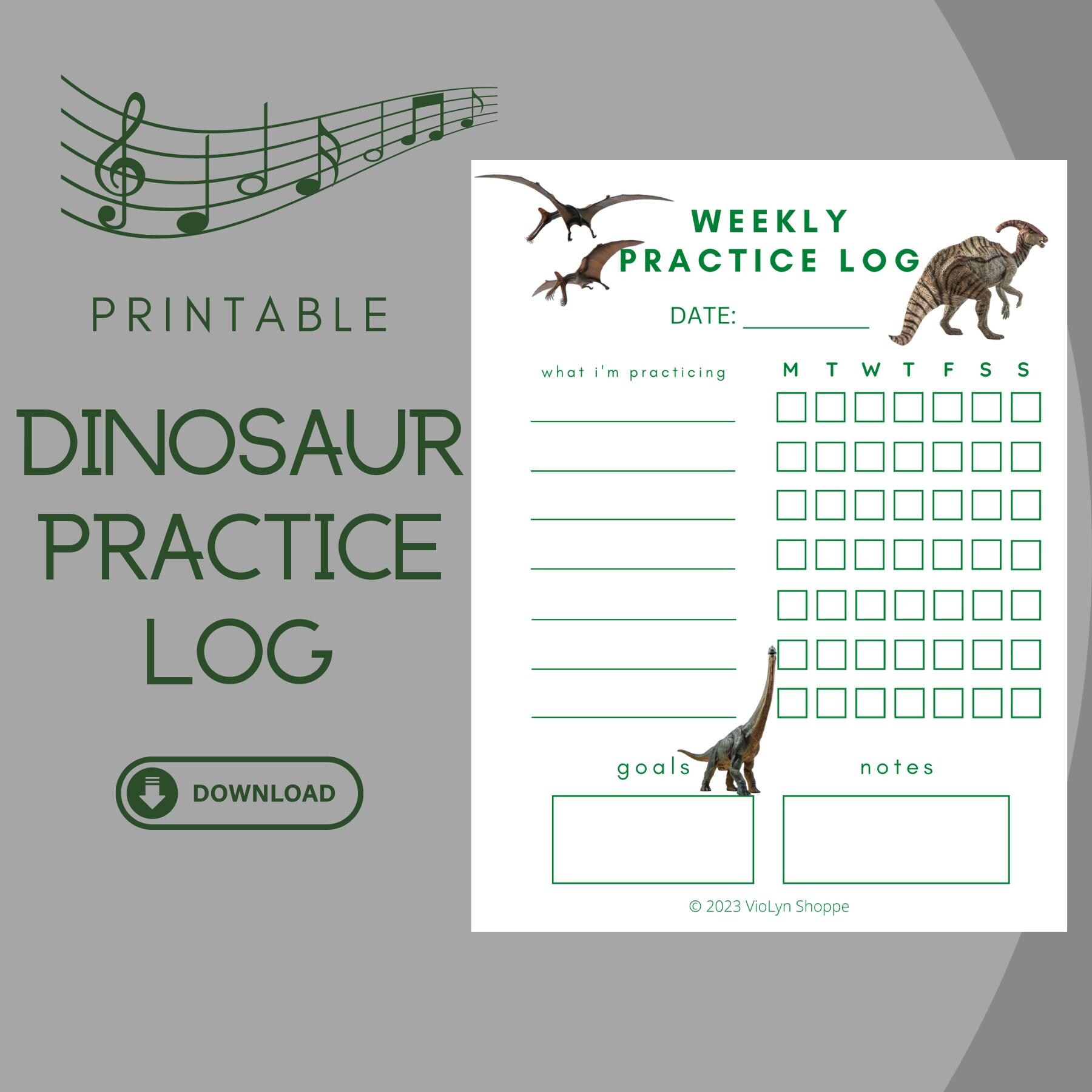 Dinosaur Weekly Practice Chart | Printable Practice Charts for Music ...