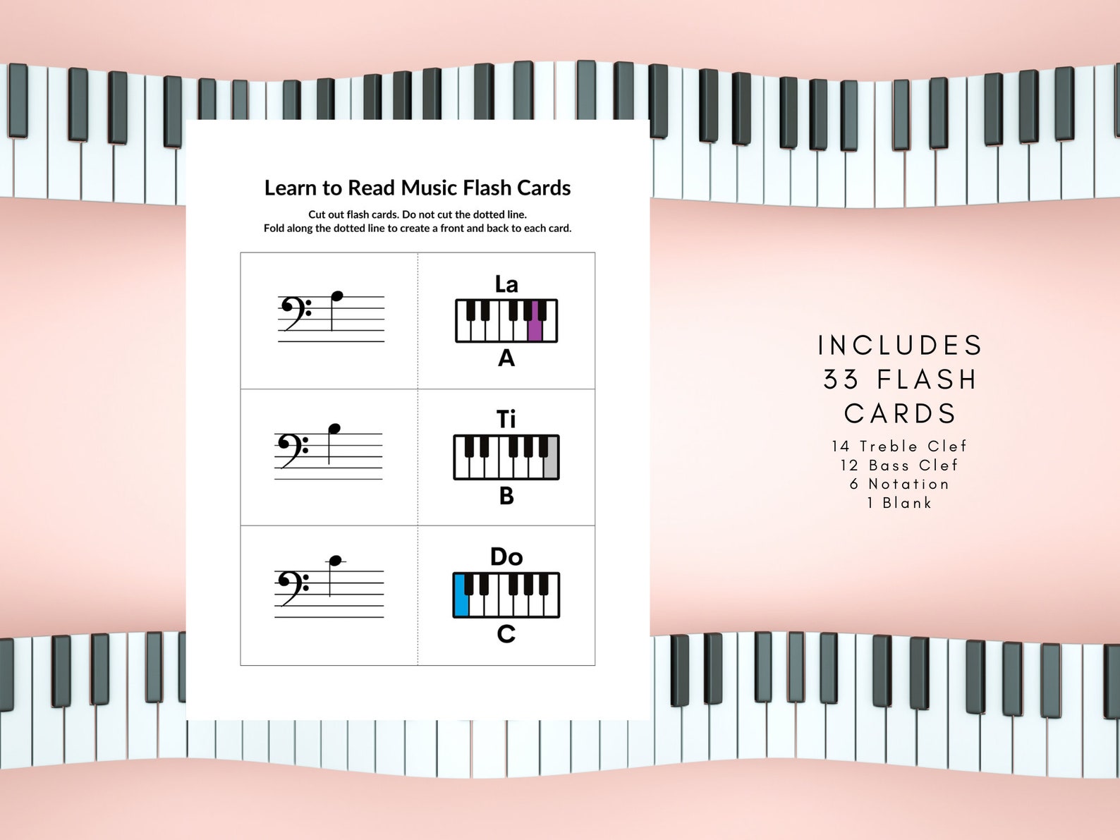 Note Reading Flash Cards for Piano | Printable Flash Cards to Learn to ...