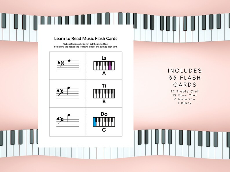 Note Reading Flash Cards for Piano | Printable Flash Cards to Learn to ...
