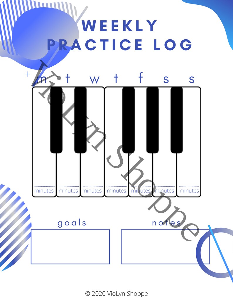 Weekly Piano Practice Log Printable Practice Charts for - Etsy 日本