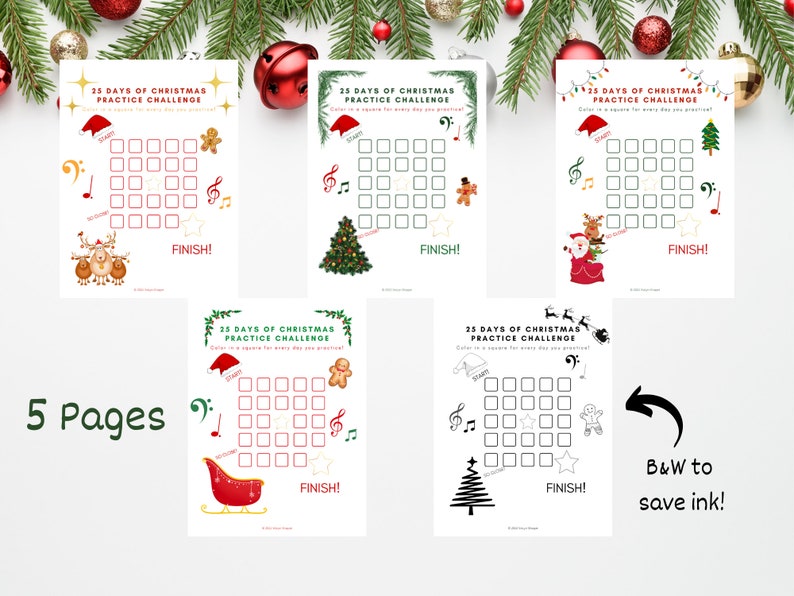 25 Days of Christmas Practice Challenge Printable Practice Log Music ...