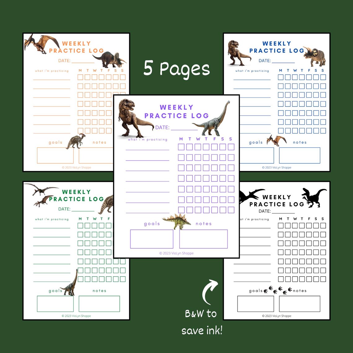 Dinosaur Weekly Practice Chart | Printable Practice Charts for Music ...