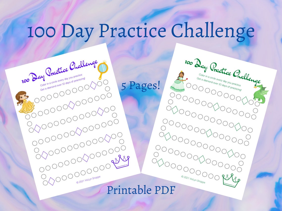 Printable Music Practice Challenge | 100 Days of Practice Princess ...