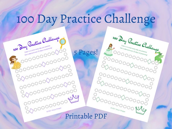 Printable Music Practice Challenge 100 Days of Practice | Etsy