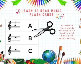 Note Reading Flash Cards for Piano Printable Flash Cards to Learn to ...