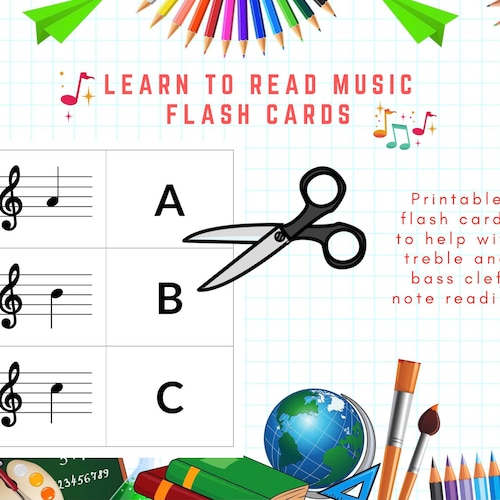 Note Reading Flash Cards Printable Flash Cards to Learn to - Etsy Canada