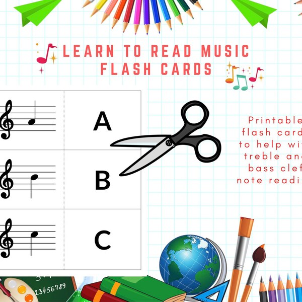 Printable Music Note Flash Cards - Etsy