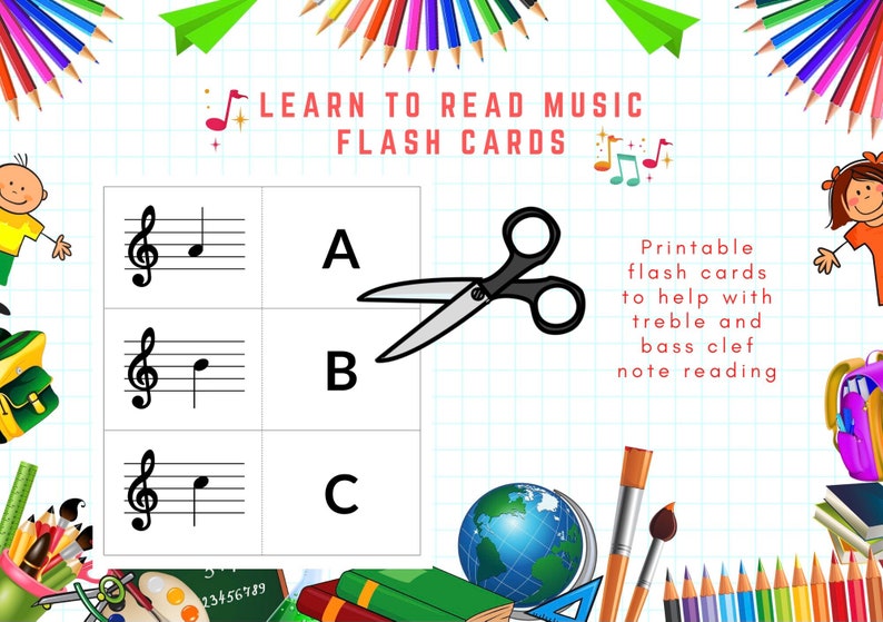 Note Reading Flash Cards Printable Flash Cards to Learn to Read Music ...