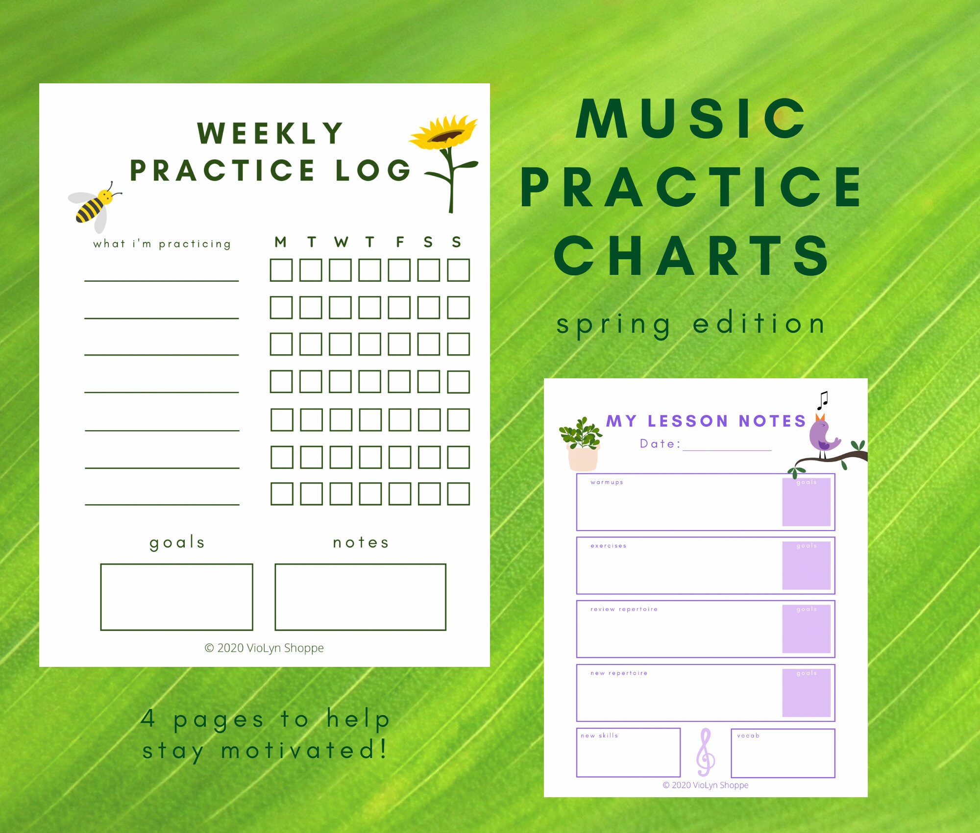 Music Practice Charts | Spring Edition | Printable Practice Motivation ...