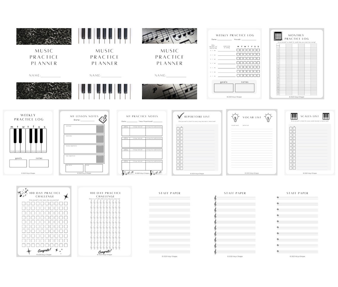 Music Practice Journal | Printable Practice Logs - Etsy