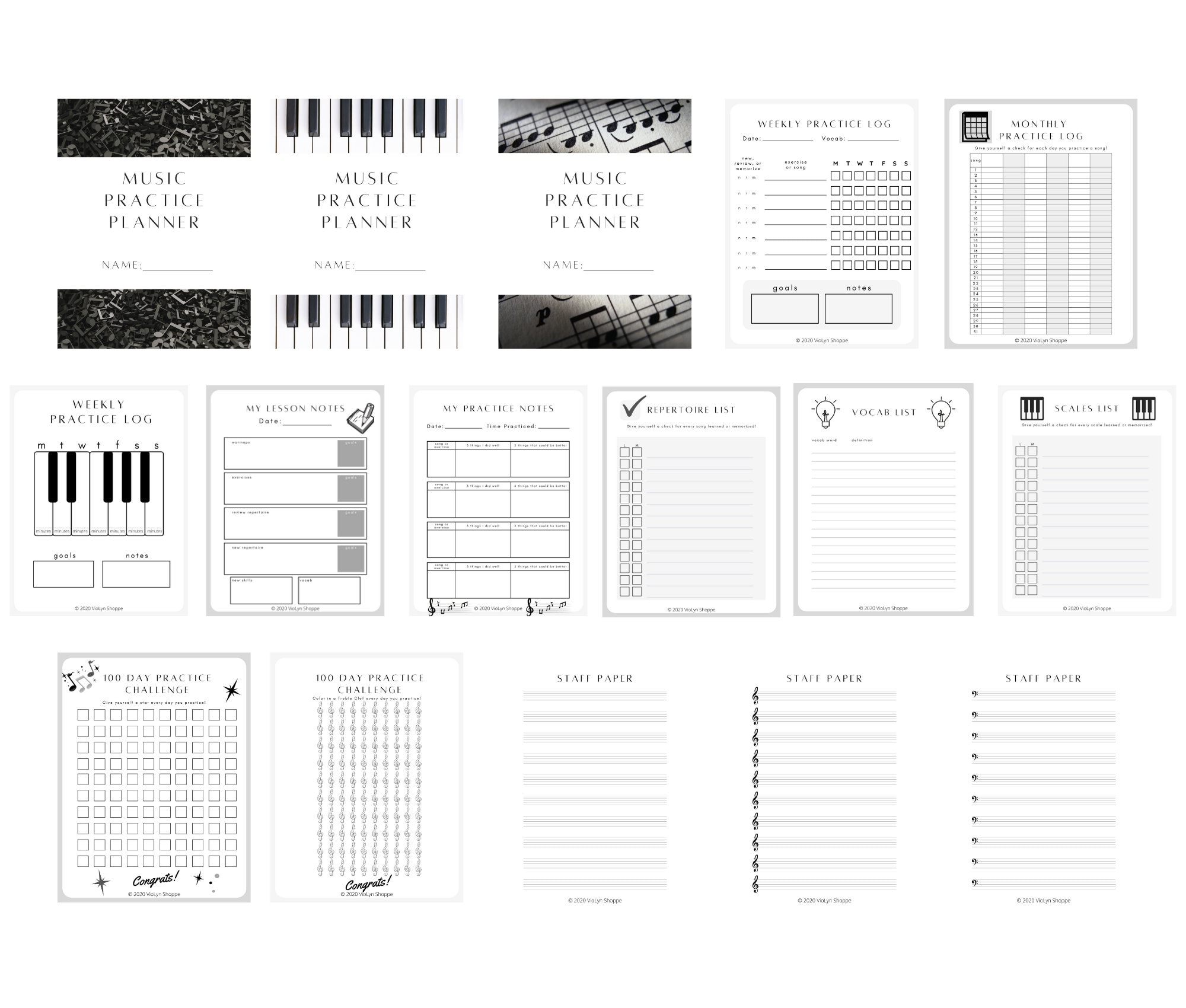 Music Practice Journal | Printable Practice Logs - Etsy