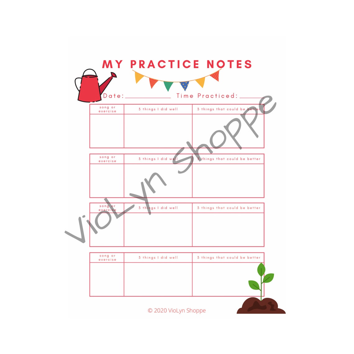 Music Practice Charts | Spring Edition | Printable Practice Motivation ...