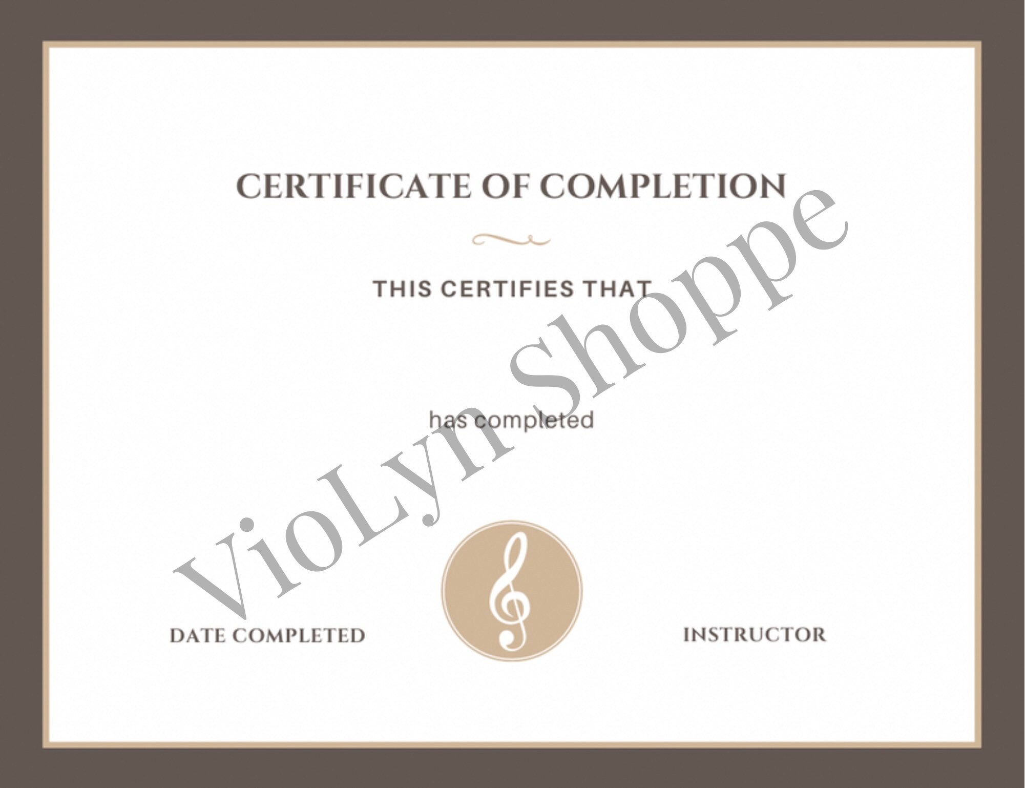Music Certificate of Completion Fillable for Music Accomplishments ...