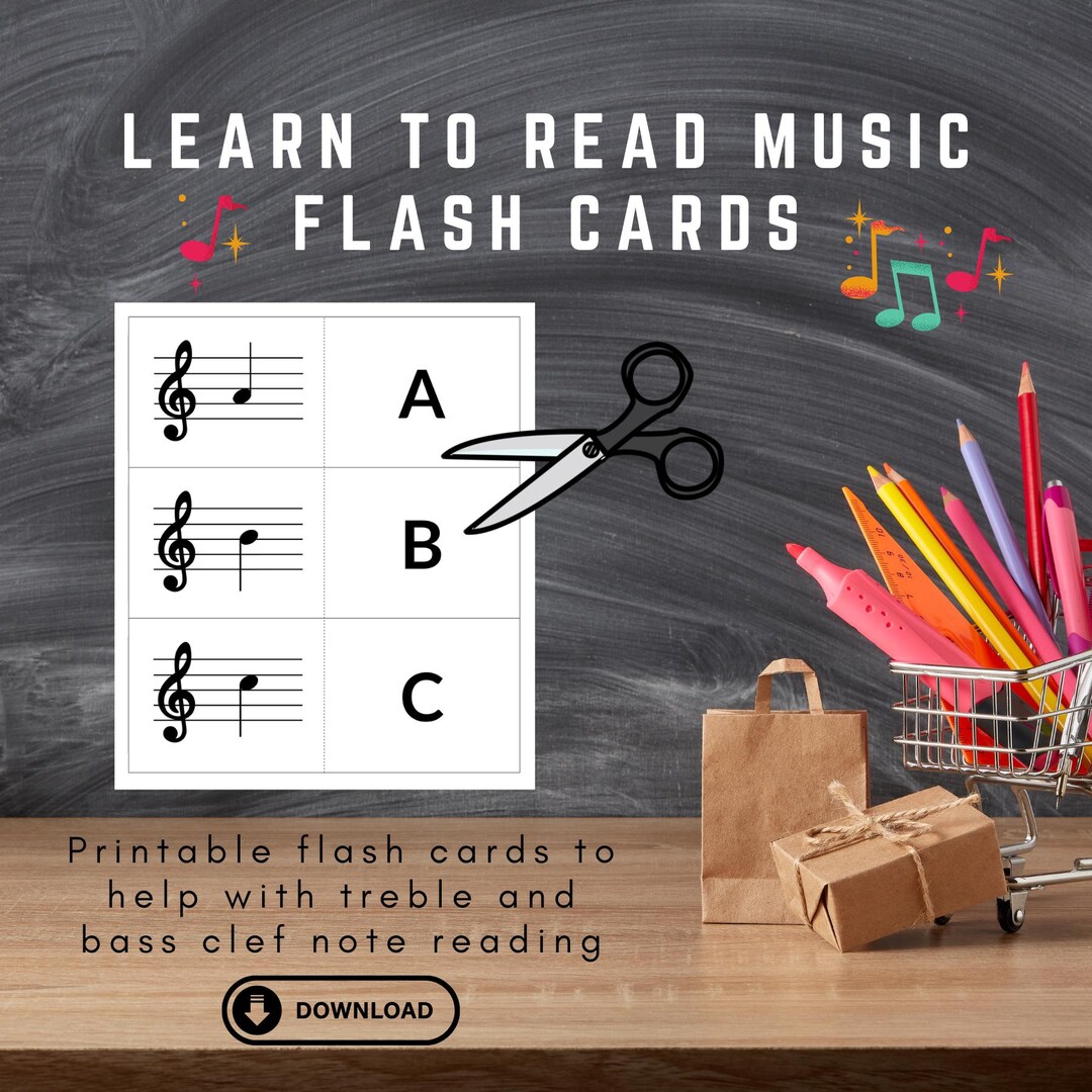 Note Reading Flash Cards | Printable Flash Cards to Learn to Read Music ...