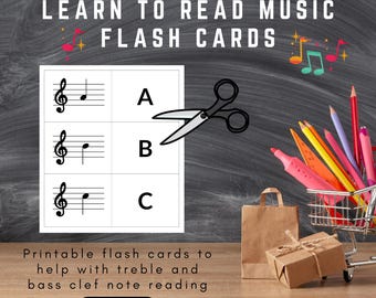 Note Reading Flash Cards for Piano | Printable Flash Cards to Learn to ...