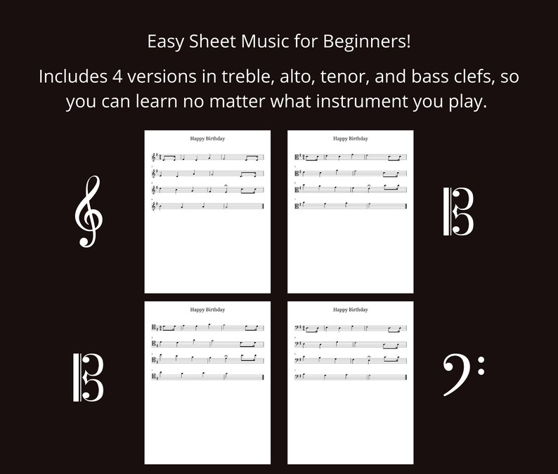 Happy Birthday Easy Sheet Music | Sheet Music for Beginners, Violin ...