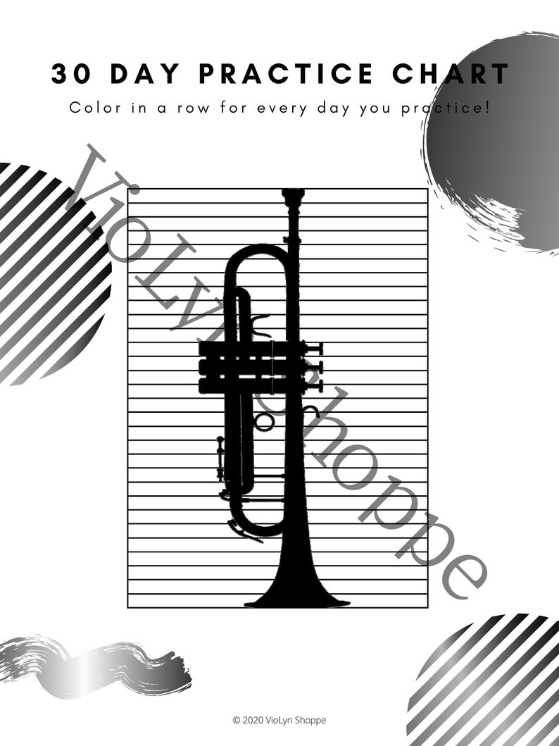 Printable Coloring Chart | 30 Day Practice Chart | Trumpet | Music ...