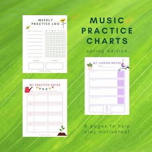 Music Practice Charts BUNDLE | Spring, Summer, Fall, & Winter Themed ...
