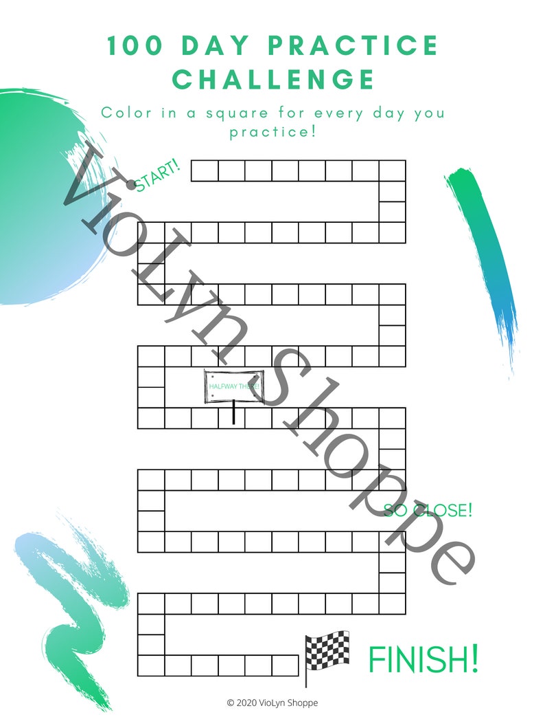 Printable Practice Log | 100 Day Practice Challenge Chart - Etsy