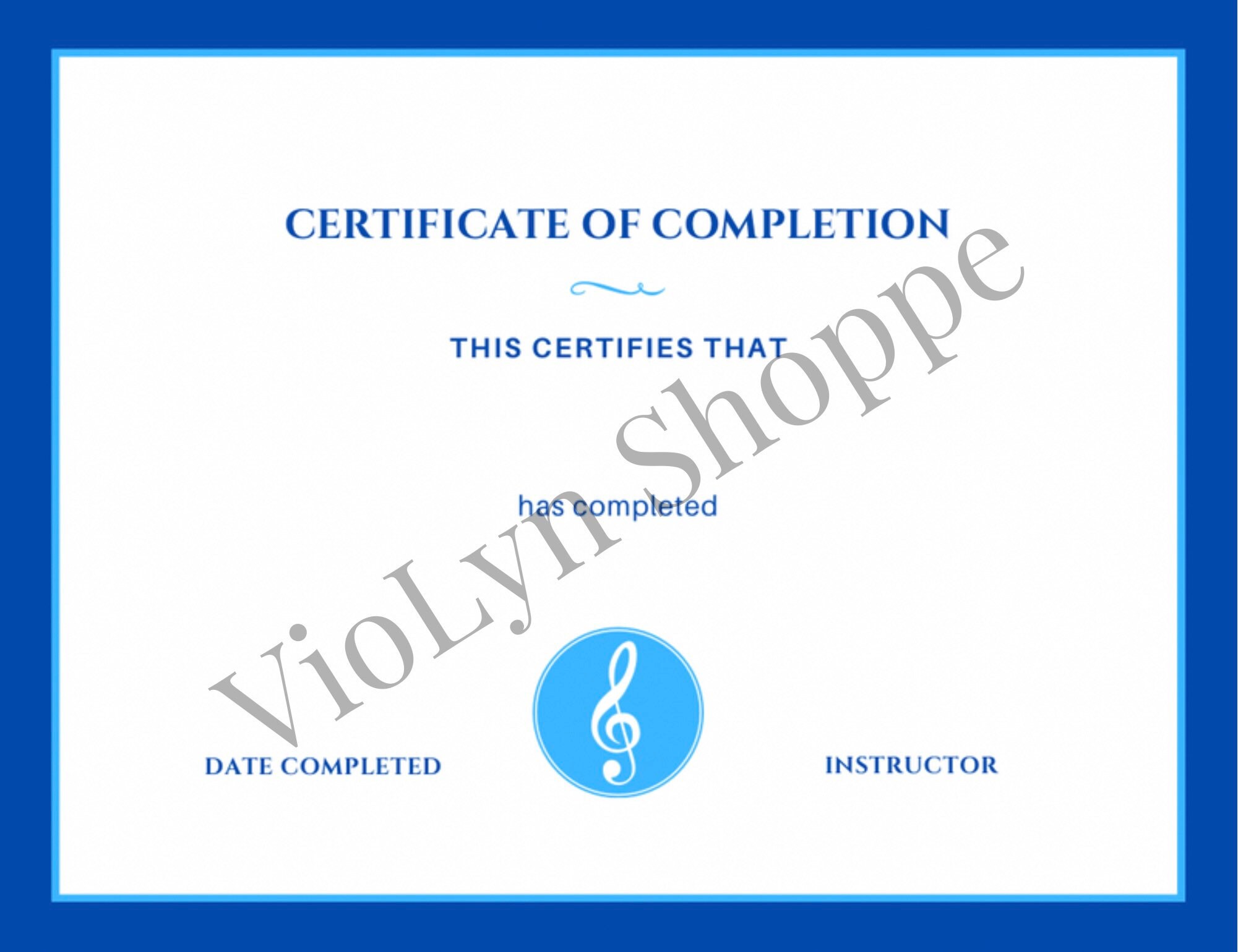 Music Certificate of Completion Fillable for Music Accomplishments ...