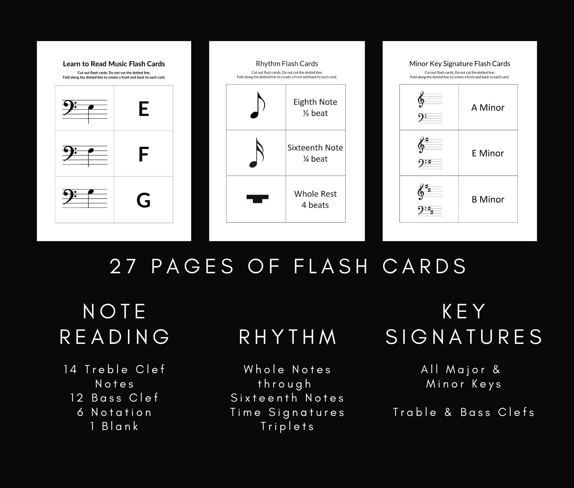 Music Flash Cards Bundle | Note Reading, Rhythm, Key Signature Flash ...
