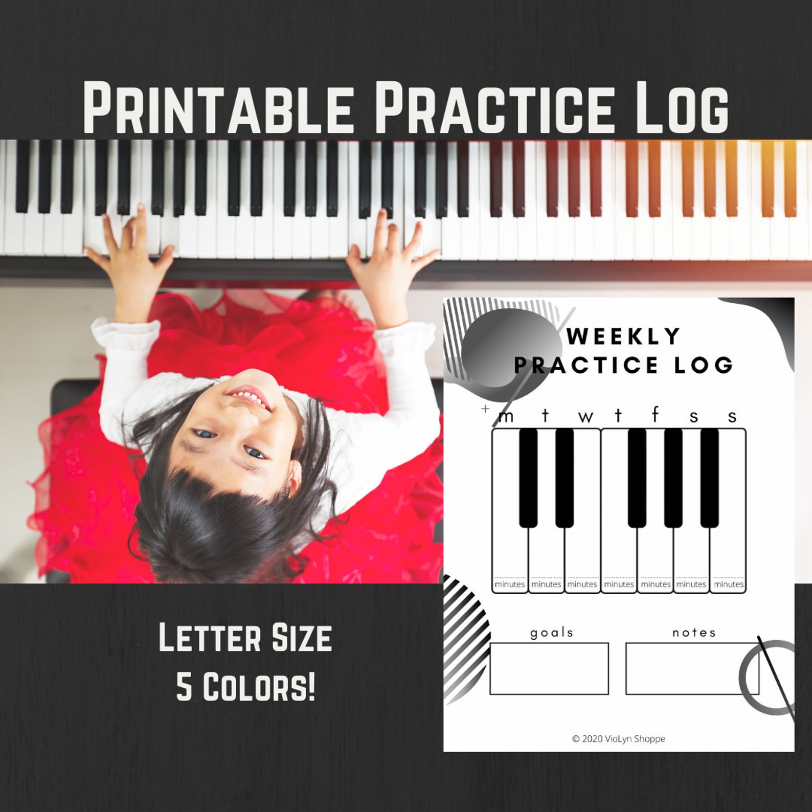Weekly Piano Practice Log | Printable Practice Charts for Piano - Etsy