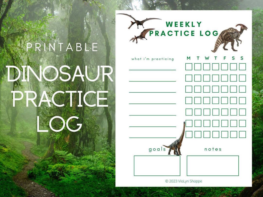 Dinosaur Weekly Practice Chart Printable Practice Charts for Music ...