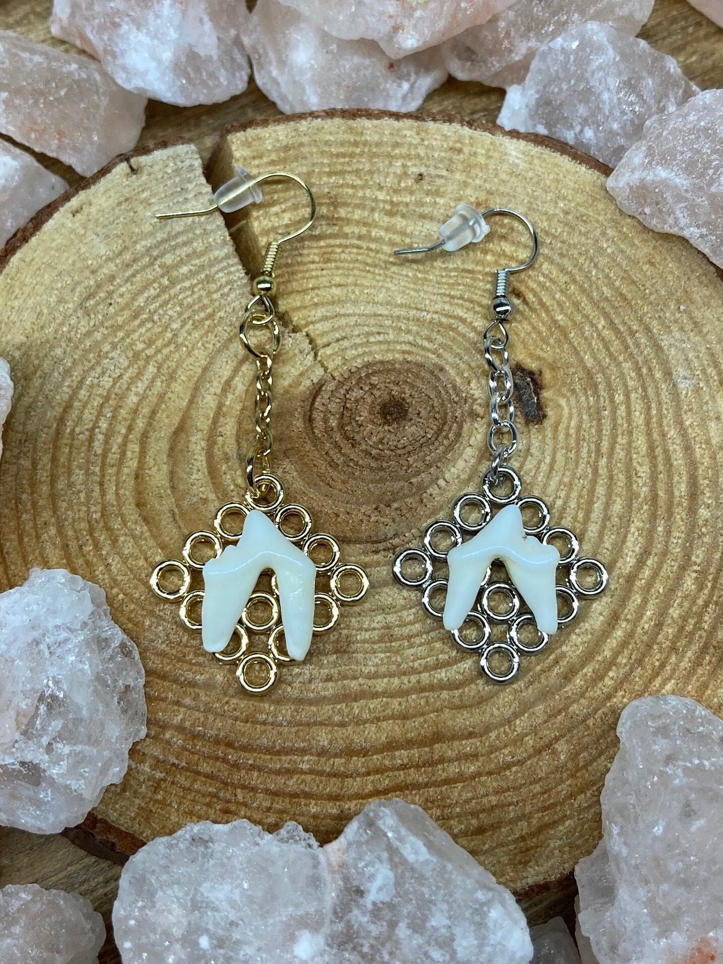 Honeycomb Fox Teeth Earrings - Etsy