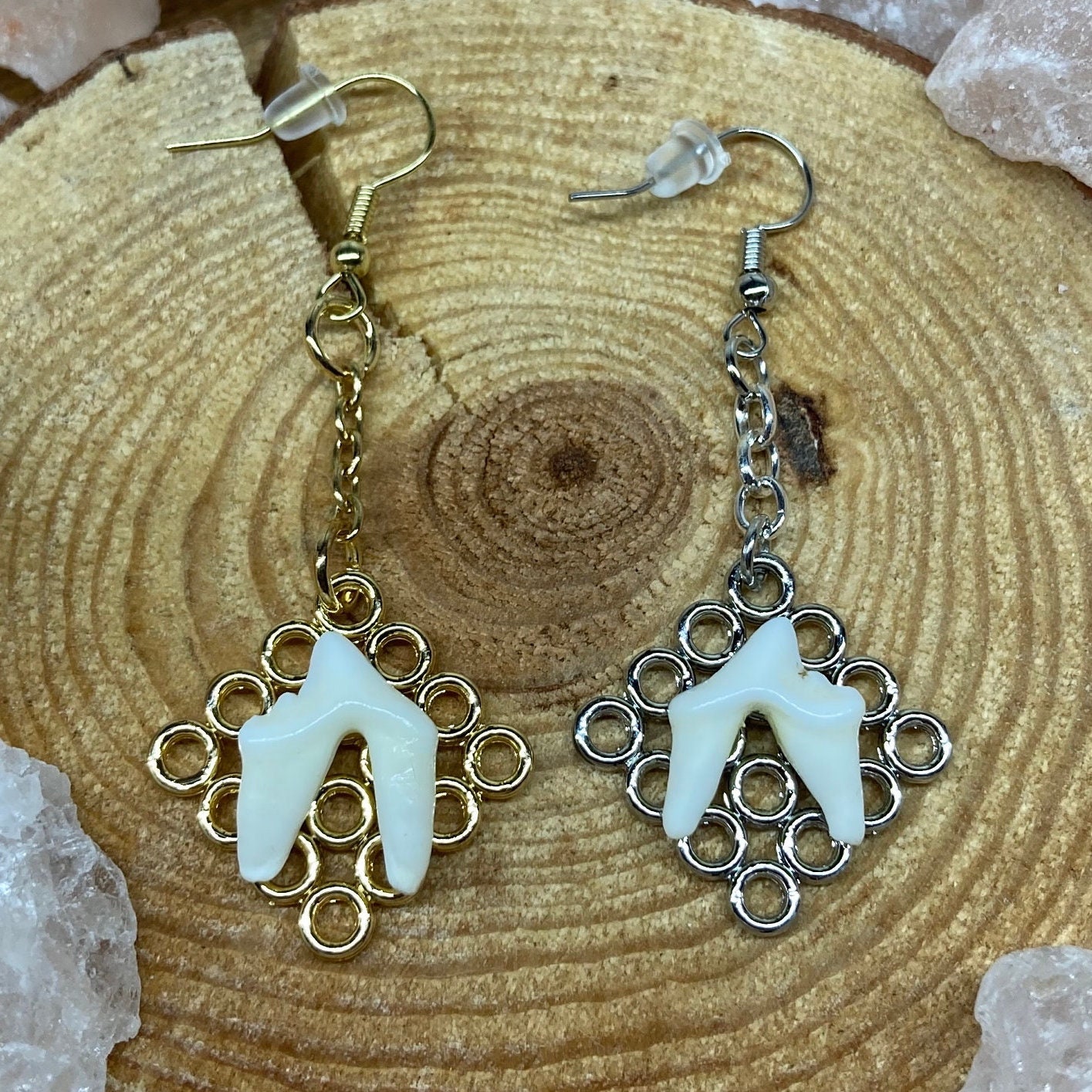 Honeycomb Fox Teeth Earrings - Etsy