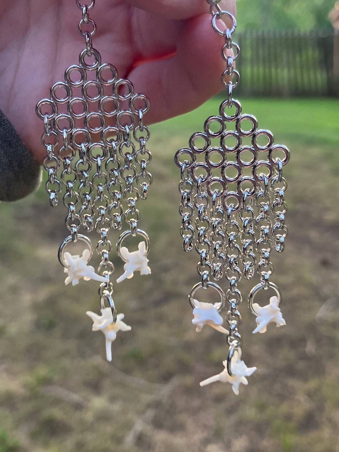 Chainmail Snake Vertebrae Honeycomb Earrings - Etsy