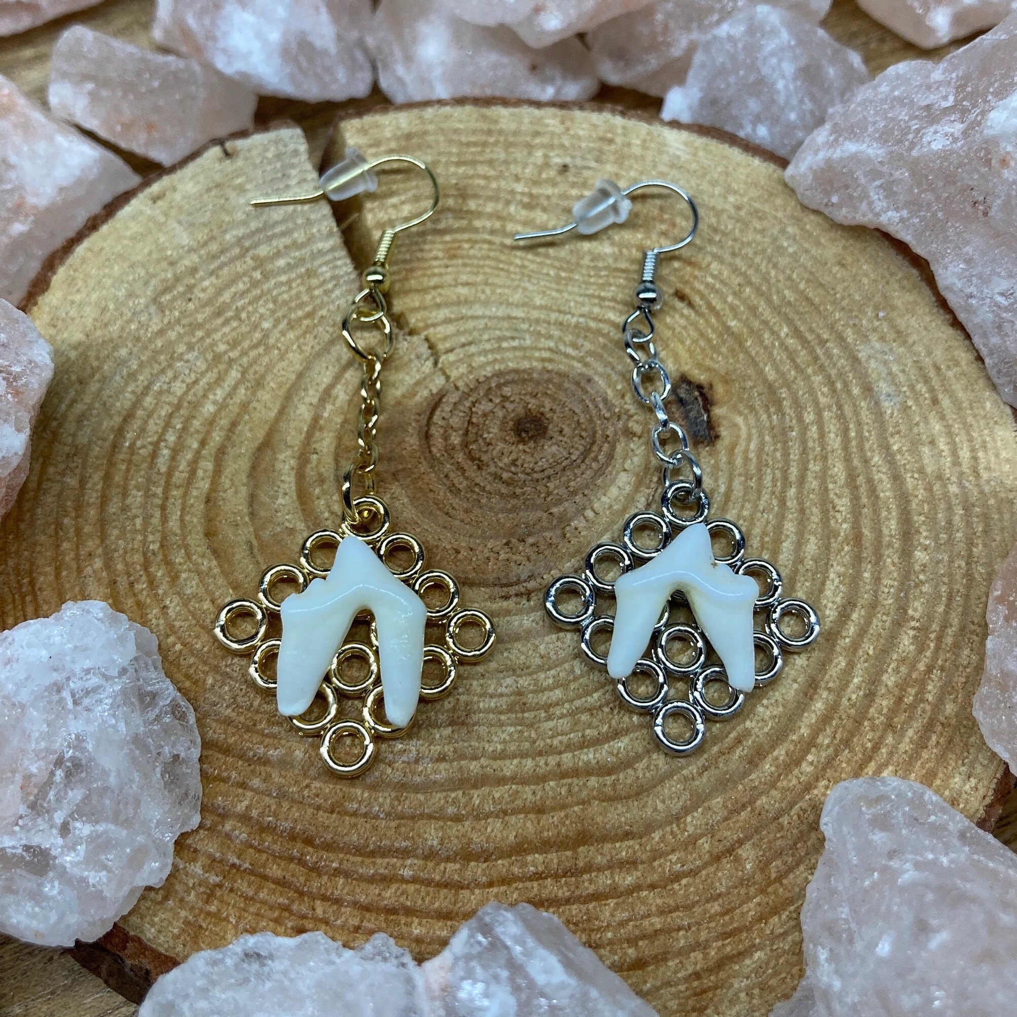Honeycomb Fox Teeth Earrings - Etsy