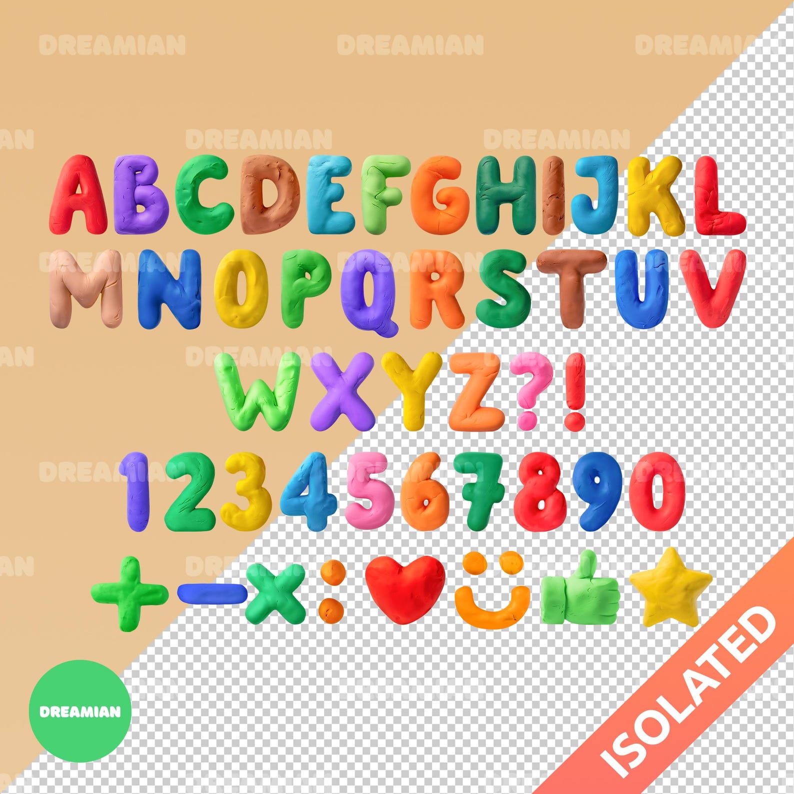 Play Dough Alphabet PNG: Colorful Plasticine Letters Clipart (digital ...