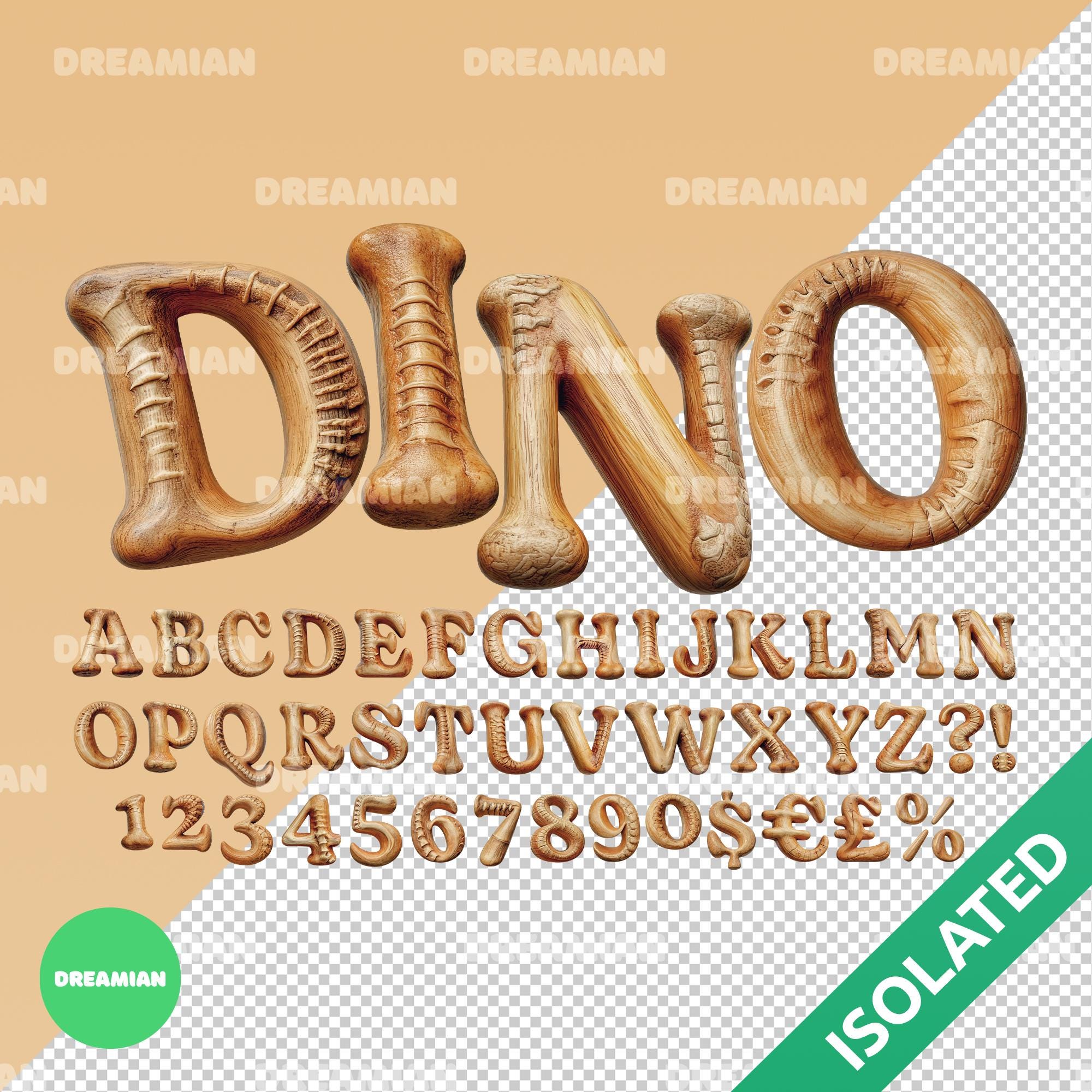 Fossil 3D Alphabet PNG | Dinosaur Party Font | Prehistoric Stone ...