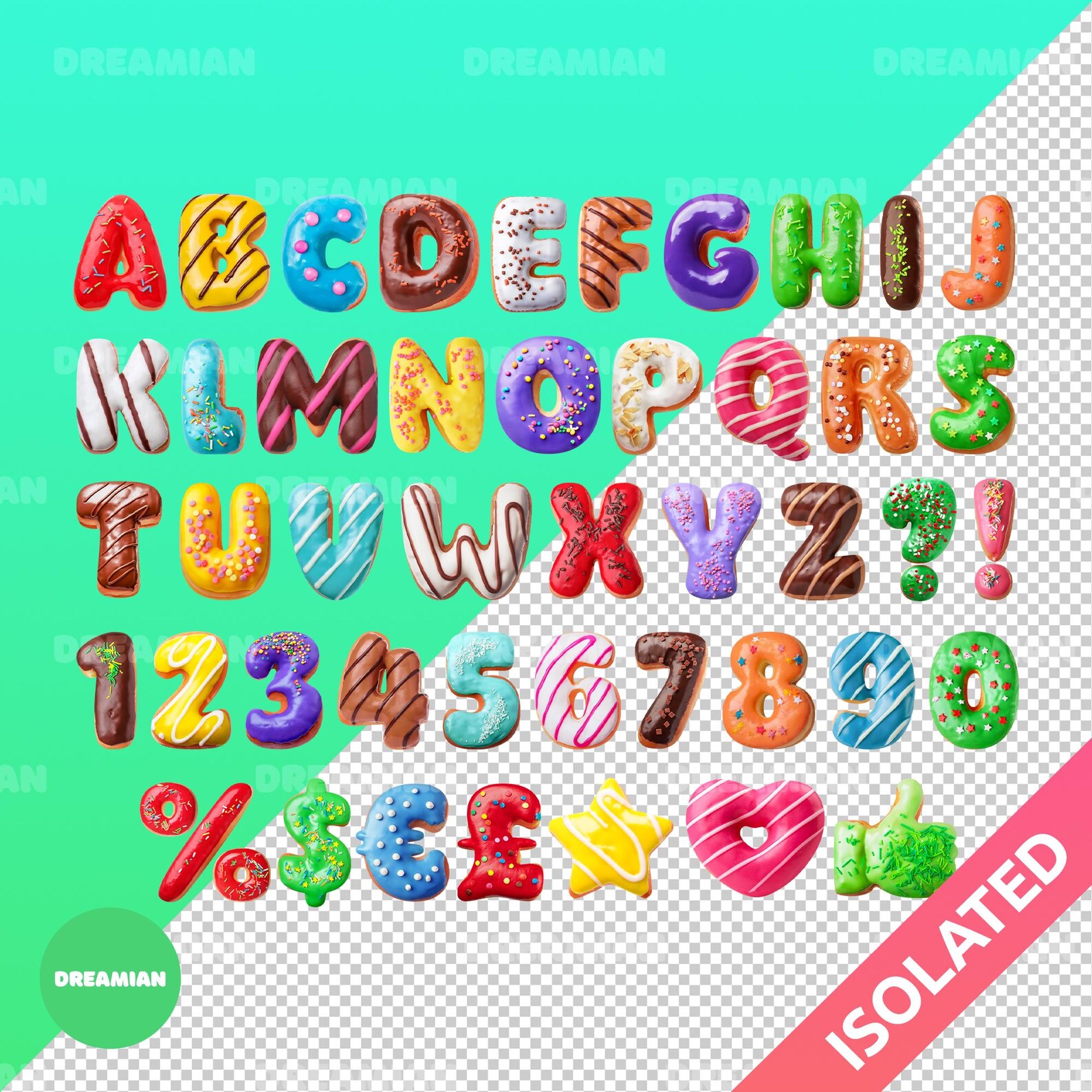 Donut Alphabet PNG: 3D Letters Clipart, Candy Font (digital Download ...