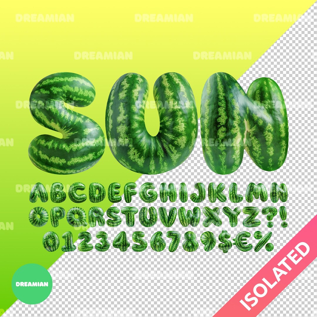 Watermelon Alphabet PNG | 3D Fruit Font Clipart | Sweet Letters for ...