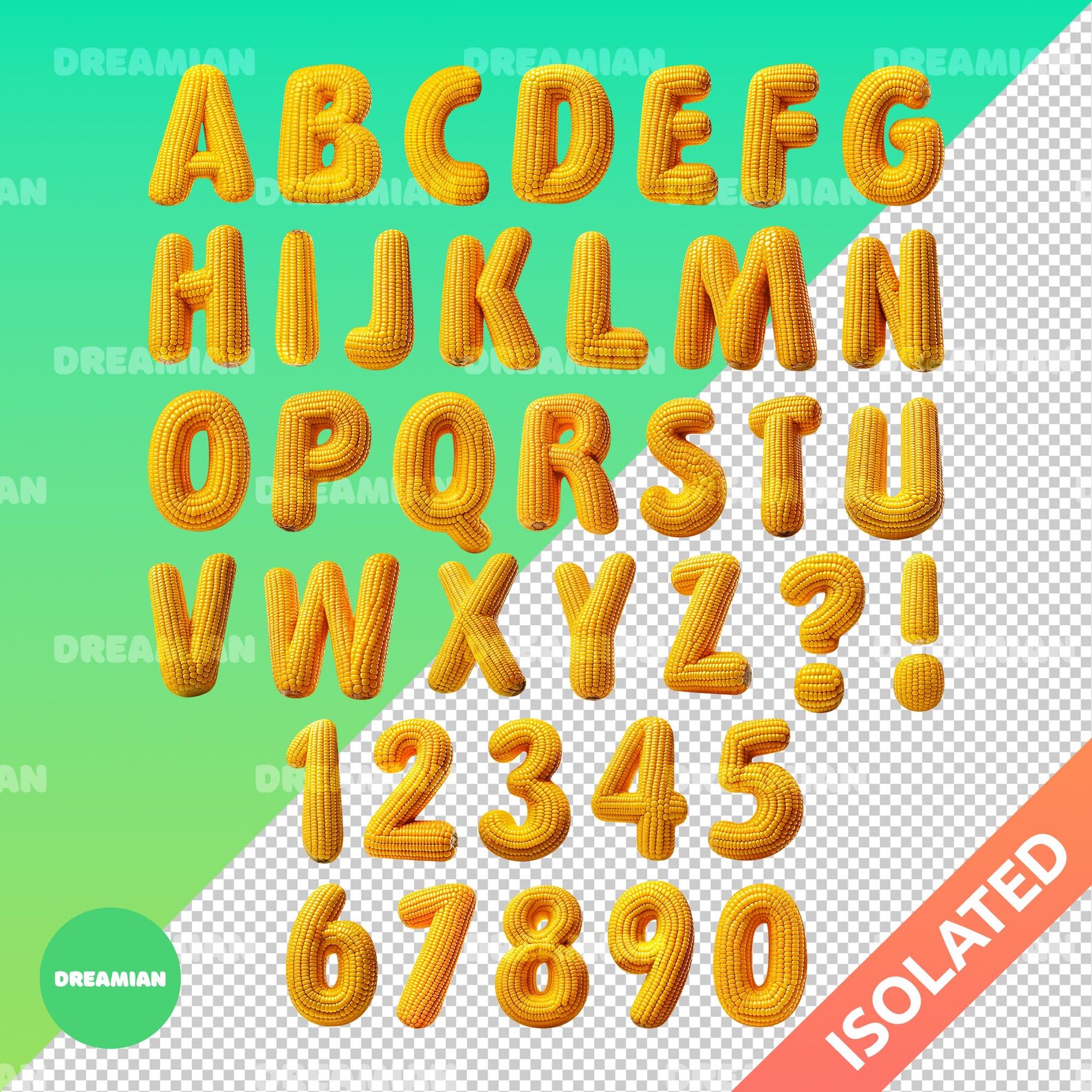 Corn Alphabet PNG: 3D Maize Letters, Numbers (digital Download) - Etsy