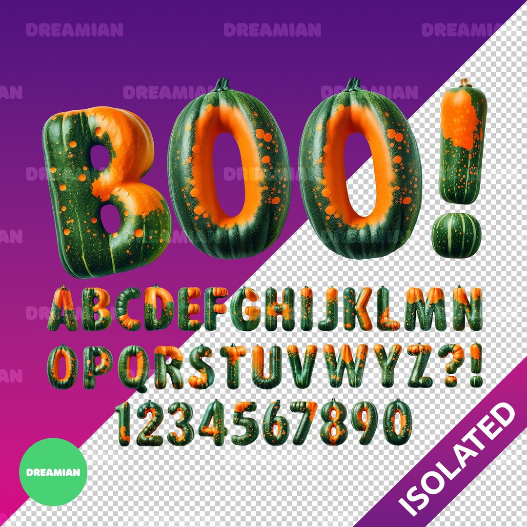 Halloween Pumpkin Letter PNG: 3D Spooky Alphabet Clipart (digital ...