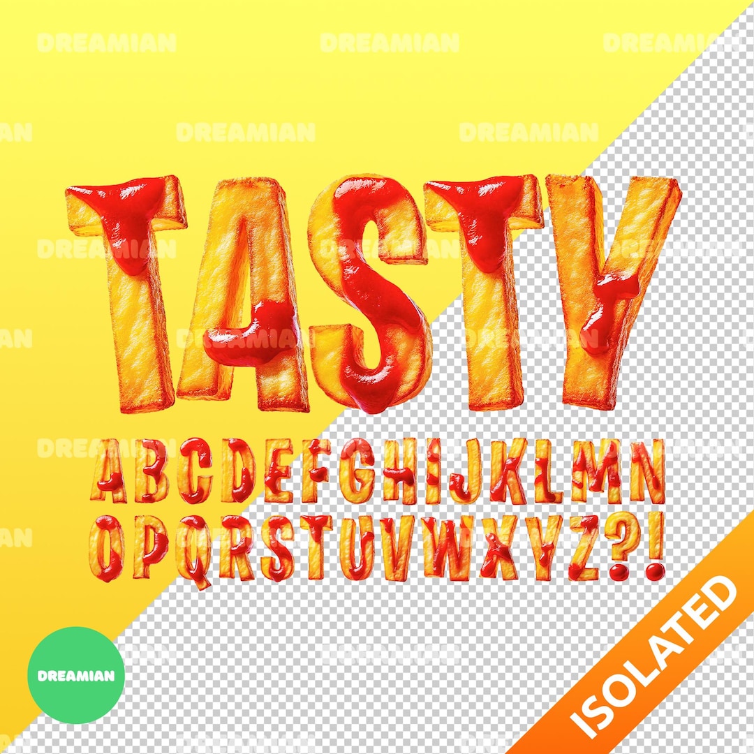 French Fries Alphabet PNG: 3D Food Letters Clipart (digital Download ...