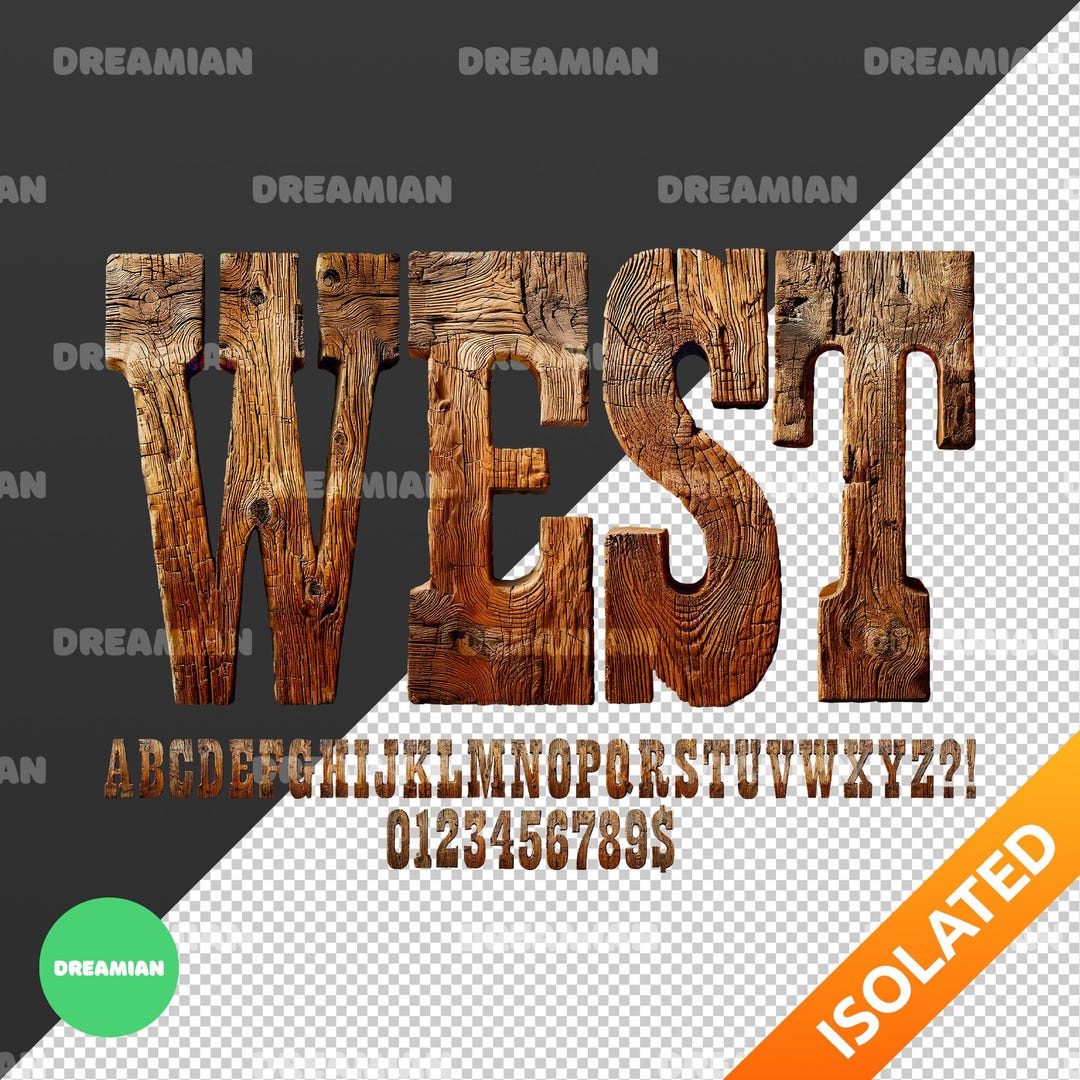 Western Alphabet PNG | Rustic Wood Letters | Cowboy Font Clipart | Wild ...