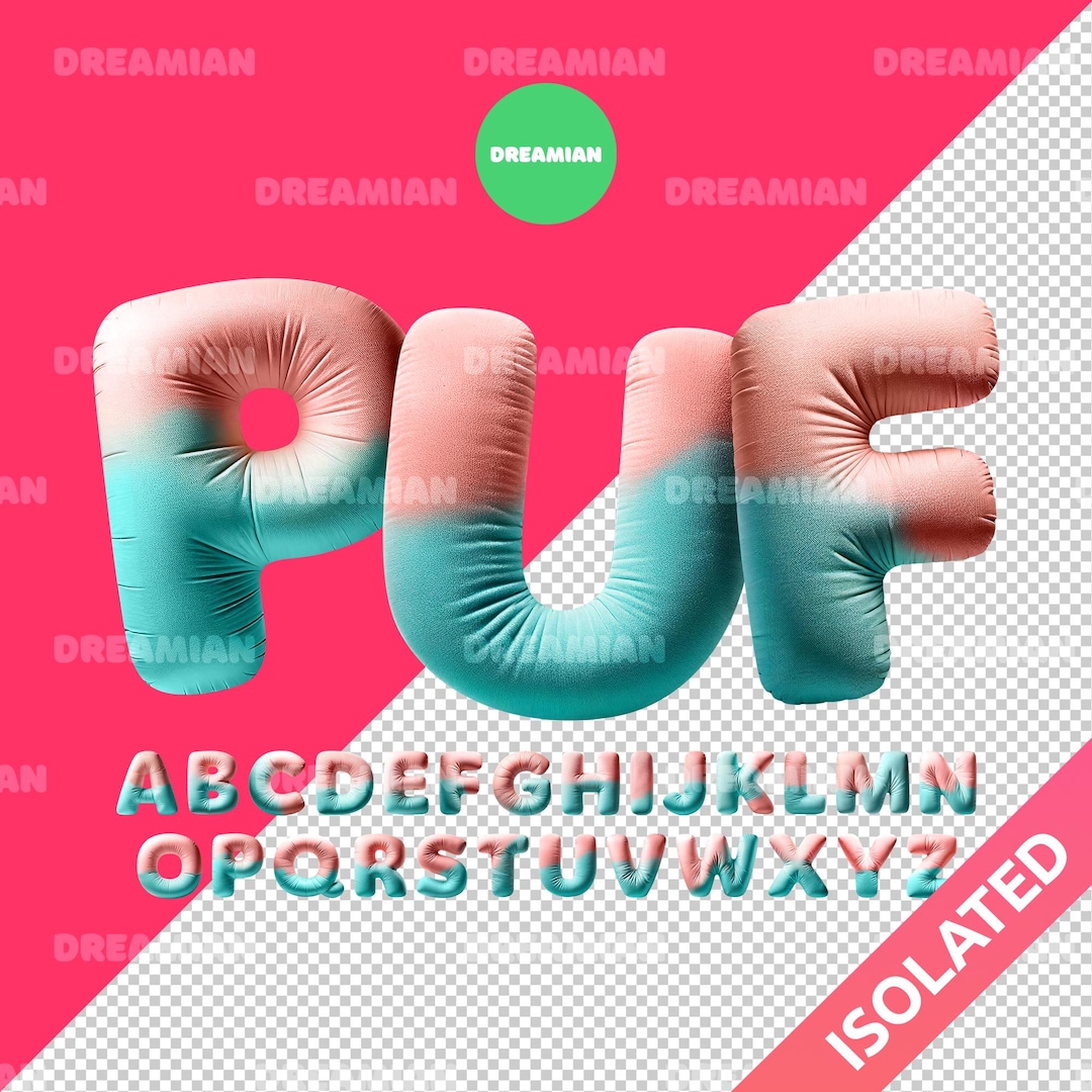 Puffy Letters Alphabet A-Z Font 300 DPI PNG | Transparent Background ...