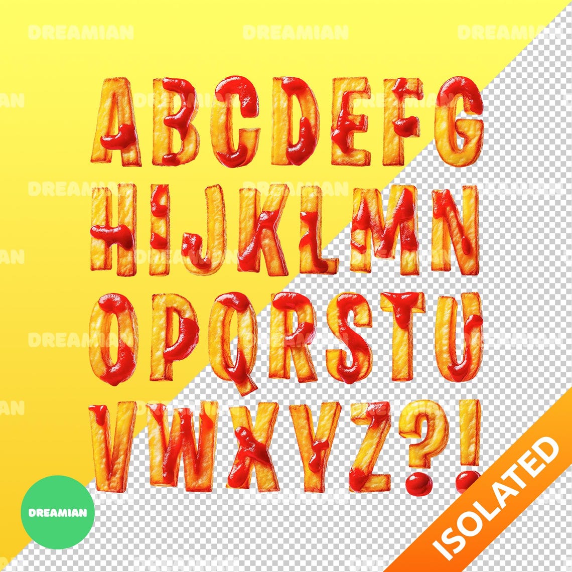 French Fries Alphabet PNG | Funny 3D Food Letters | Fast Food Clipart ...