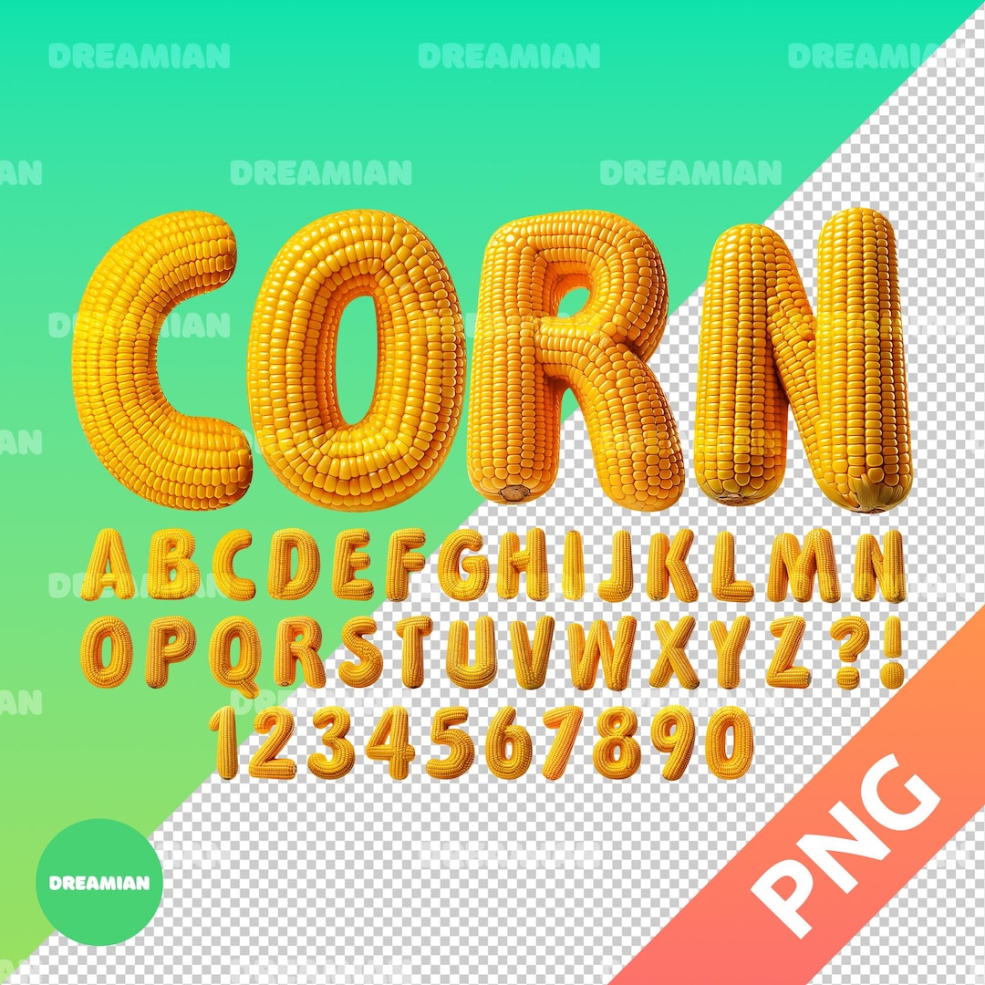 Corn Alphabet PNG: 3D Maize Letters, Numbers (digital Download) - Etsy