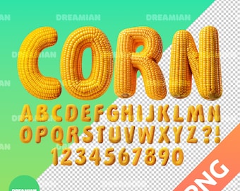Corn Alphabet PNG: 3D Maize Letters, Numbers (digital Download) - Etsy