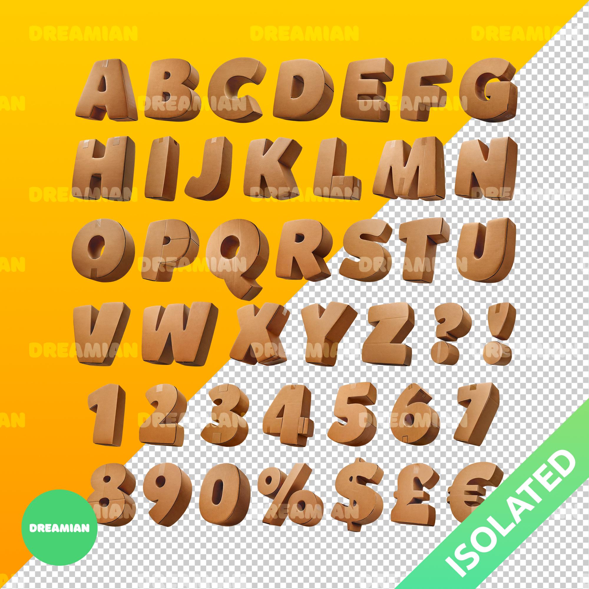 3D Cardboard Box Alphabet PNG | Eco Craft Letters A-Z | Recycled Paper ...