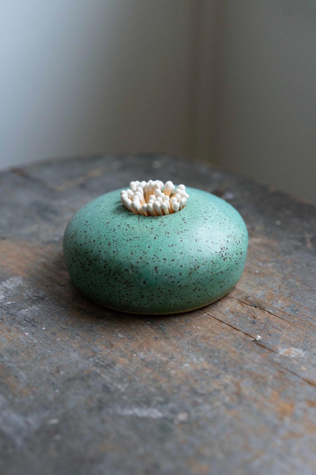Matchstick Holder & Striker Ceramic Planter Speckled Stoneware ...