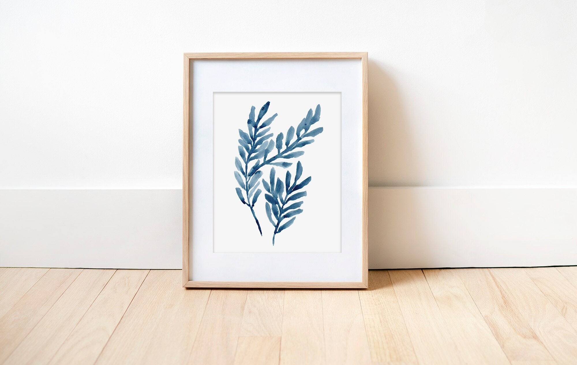 Blue Seaweed Ink Painting | Modern Plant Painting | Wall Art | Plant ...