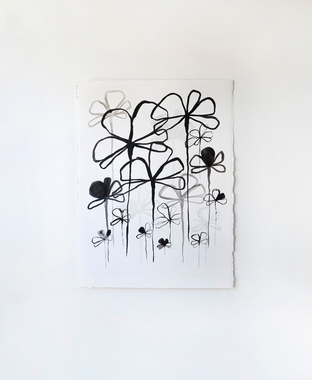 Original Funky Flower Art | Black and White Floral Print | Minimalist ...