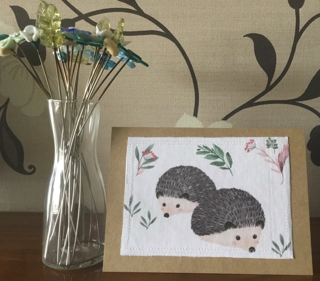 Happy Hedgehogs Fabric Birthday/ Congratulations/ Thinking of You / Any ...