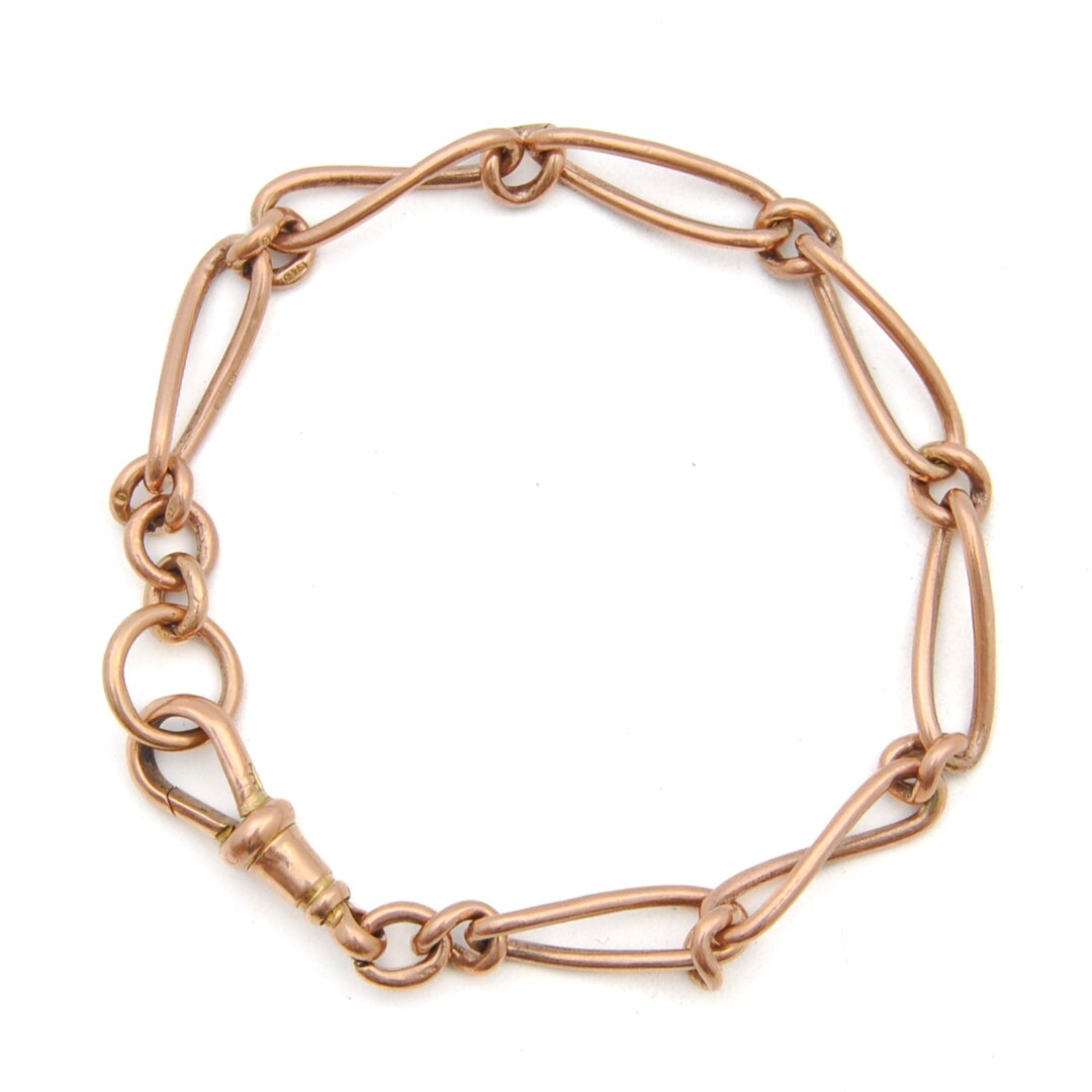 Edwardian 9ct Rose Gold Albert Chain Bracelet - Etsy